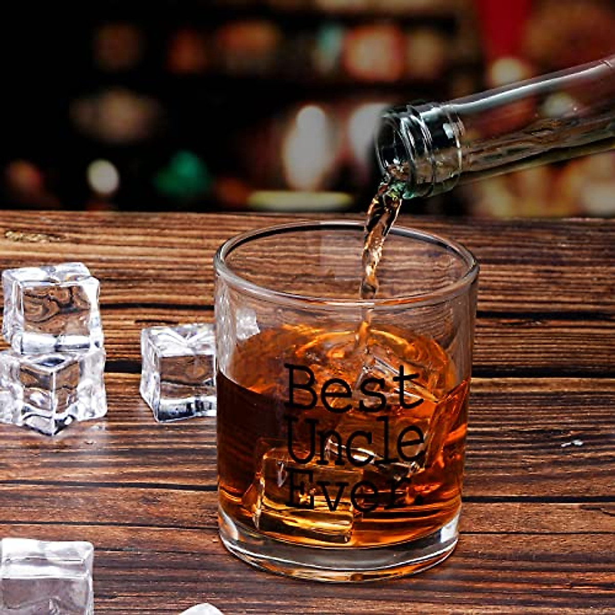 Best Uncle Ever Whiskey Glass for Uncle - Old Fashioned Whiskey Glasses for Uncle, New Uncle, Brother from Nieces, Nephews, Sisters, Friends, Uncle Gifts for Christmas, Birthday, Father's Day, 10Oz