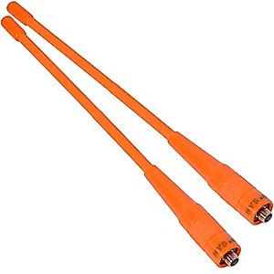 HYS SMA Female HT Antenna Dual Band VHF UHF 144/430Mhz Soft Whip Orange Antennas for WOUXUN KG-UVD1P KG-UV6D KG-659 Baofeng/Pufeng UV-5R 888S UV-82 DMR-6X2 DM-1701 (Pack of 2)