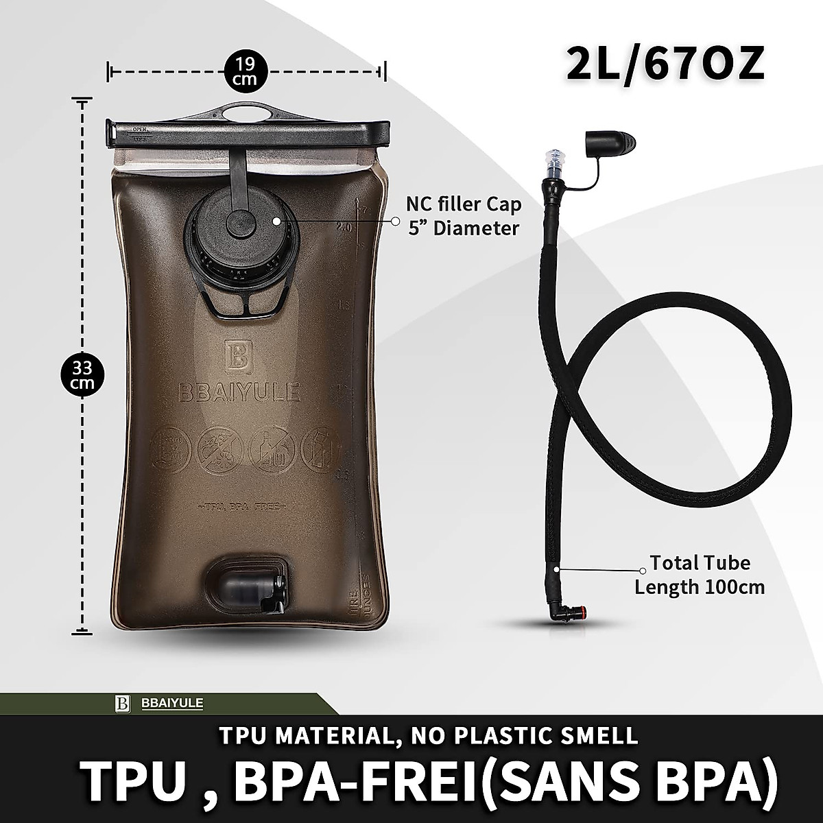 B BBAIYULE Hydration Backpack with 2L Water Bladder, Hydration Packs for Cycling Biking Running Hiking Climbing Skiing , Lightweight Water Backpack with Hydration Bladder for Men and Women (Black)