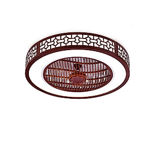 WUPYI Ceiling Fan with Lights,Modern Ceiling Fan Chandelier Fandelier,Remote Control LED Dimmable,Variable Speed,Quite Motor,64W,for Home Living Room,22 Inch (Round-Style 1)