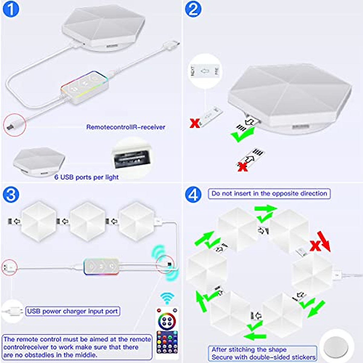 Firmlly RGB Hexagon Lights, LED Hexagon Wall Light, Smart Hexagonal Wall Panels, Bluetooth/WiFi Connection, LED Wall Panels for Gaming Room, Bedroom, Wall Decor (WiFi*3PCS, RGB)