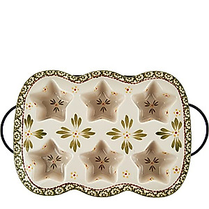 Temp-tations Ovenware S/2 Star Shaped Muffin or Cornbread Pans w/Wire Racks (Old World Eggplant), K39454 Muffin