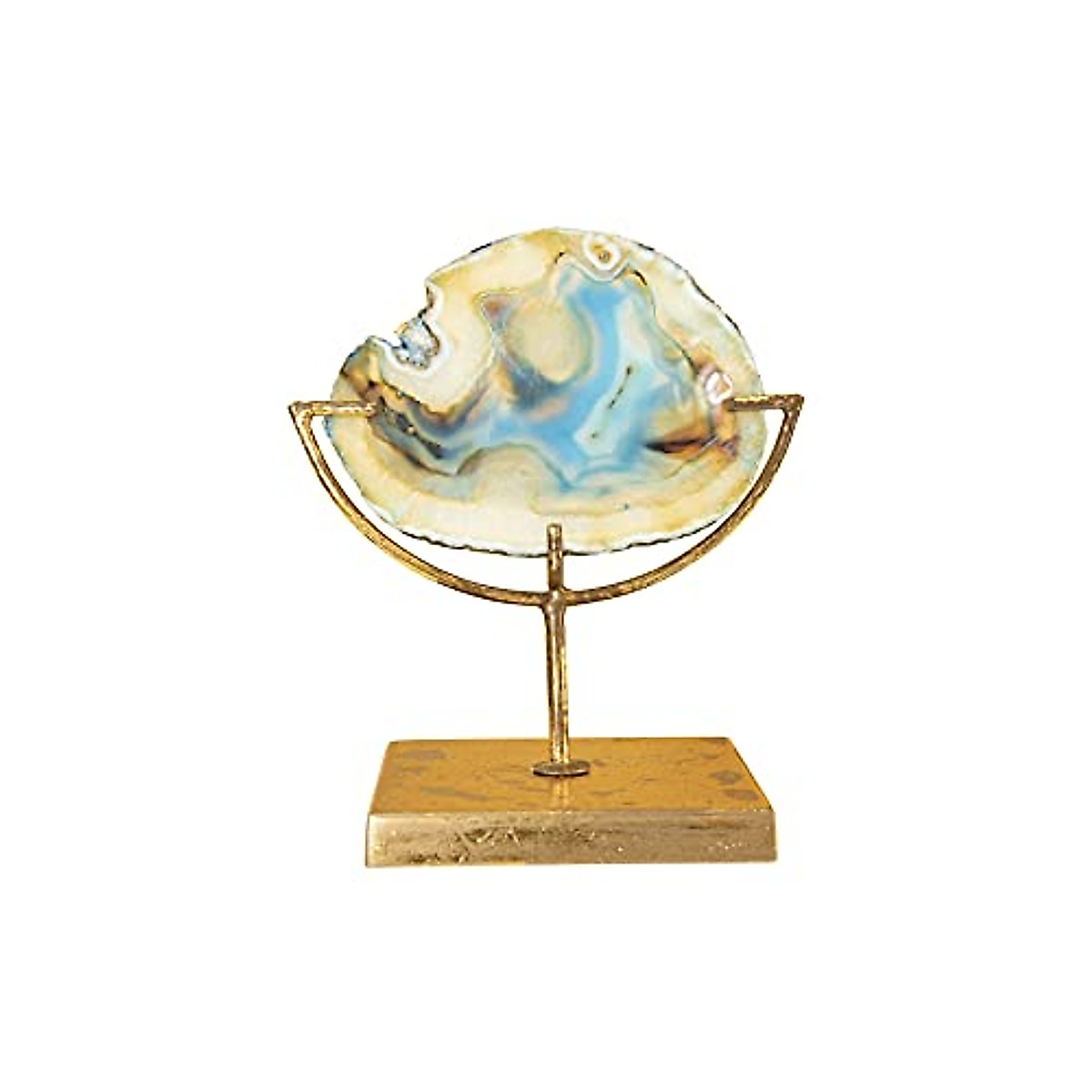Decorative Agate Stone Slice on Metal Stand