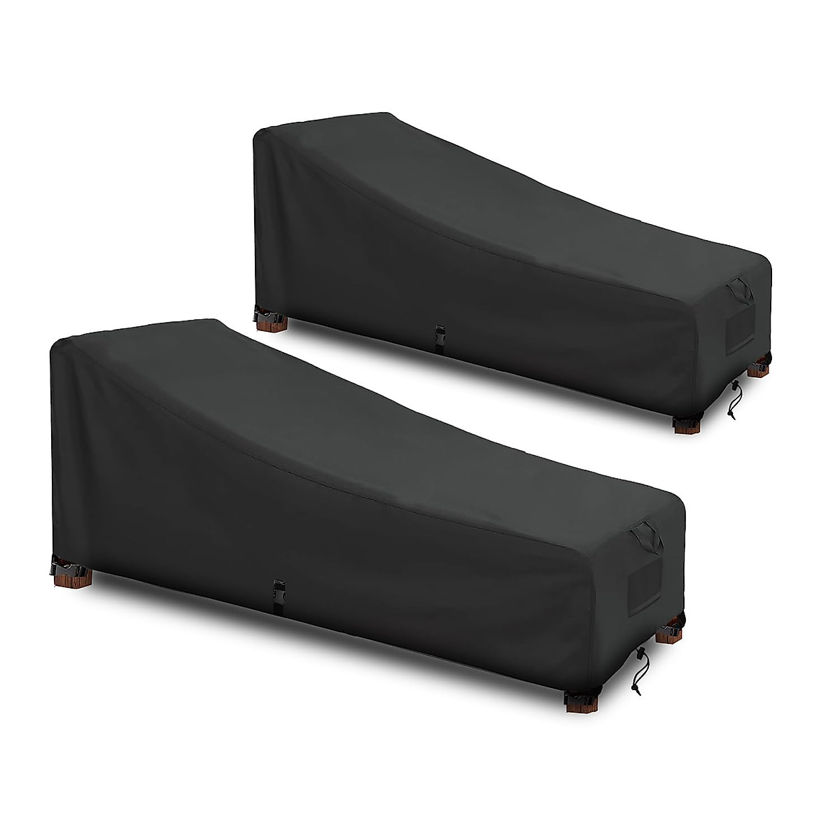SIRUITON 2 Pack Outdoor Patio Chaise Lounge Covers Heavy Duty with Durable and Water Resistant Fabric,78" L X 27" W X 28" H,Black