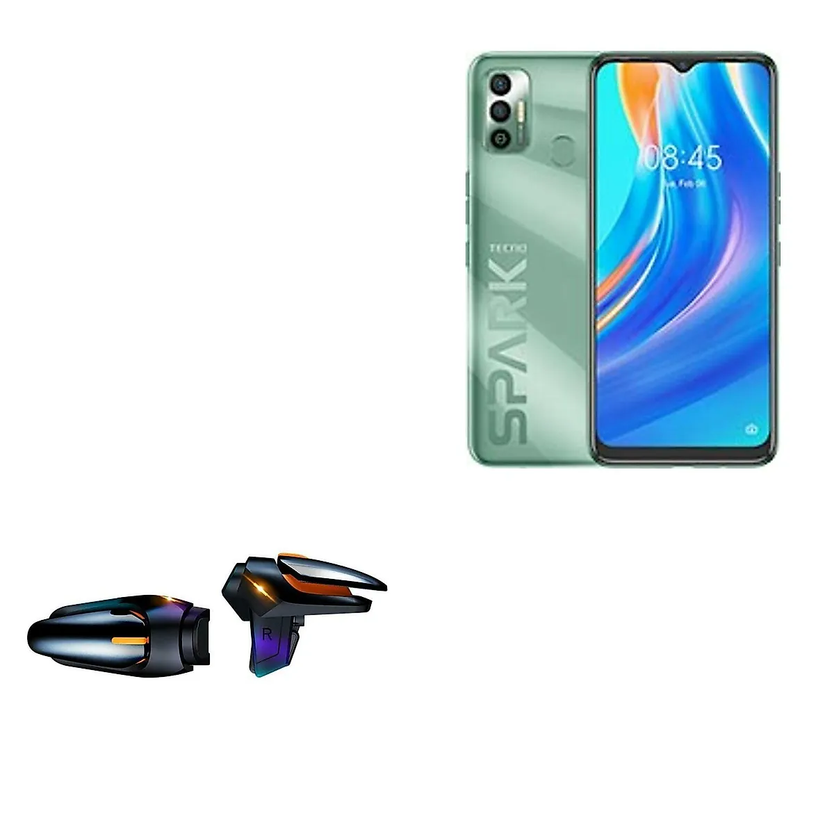 BoxWave Gaming Gear Compatible with Tecno Spark 7 - Touchscreen QuickTrigger Auto, Trigger Buttons Autofire Gaming Mobile FPS - Jet Black