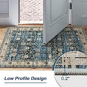 Nailttos Boho 5x7 Area Rugs, Washable Non-Slip Distressed Oriental Living Room Rug, Low-Pile Dining Room Rug Farmhouse Carpet for Bedroom Dorm Office Home Decor