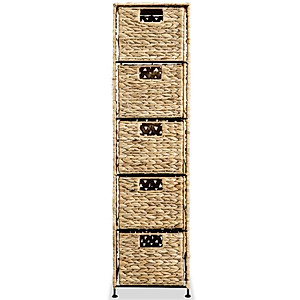 Gecheer Storage Unit with 5 Baskets 10"x14.6"x39.4" Water Hyacinth D320509C
