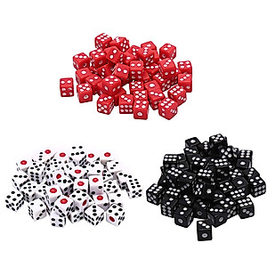 MONLEYTA 100 Pieces 8mm Acrylic Dice Gaming Dice Standard Six Sided Decider Board Game Dice Black