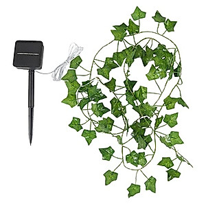 XLXX Eucalyptus Copper Wire lamp,LED Solar String Light Wedding Party Home Garden Bedroom Outdoor Indoor Wall Decorations, 6.5 Feet