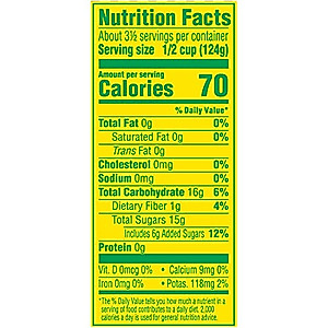 Del Monte Diced Mango in Extra Light Syrup, Canned Fruit, 12 Pack, 15 oz Can, Yellow