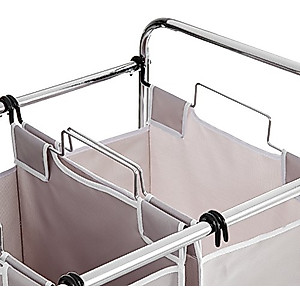 Amazon Basics 3-Bag Rectangular Laundry Hamper Sorter Basket, Grey