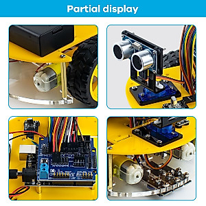 LAFVIN Smart Robot Car Kit Include Ultrasonic Sensor,R3 Board Compatible with Arduino IDE with Tutorial