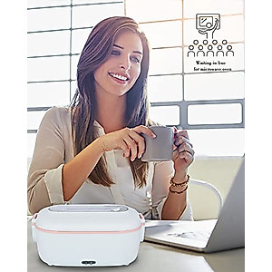 COROTC Electric Lunch Box [Mother's Day gift], Dual Lid Electric Lunch Box Food Heater,12V/24V/110V/220V 4 in 1 Food Warmer Lunch Box, Portable Microwave With Spoon/Fork/Carry Bag, Light Blue