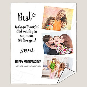 Personalized Mom Gifts for Mothers Day, Custom Blankets with Photos, Personalized Blankets with Photos, Customized Blankets with Pictures&Text, Personalized Gifts for Mom,Grandma