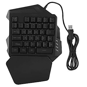 One Handed Gaming Keypad, Single Hand Membrane Keycap Gaming Keyboard with Breathing Lights Higher Achievement in The Game