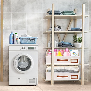 YheenLf Closet Storage Bins 1-Packs,Foldable Trapezoidal Storage Bins,Fabric Box with Handle,Used for Organizing Clothing,Toilets,Towels,Books,Beige,19.7x11.4x8.3in