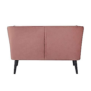 GIA Furniture Home Series Mid-Century Modern Armless Fabric Loveseat with Sleek Back, Love Seat, Pink