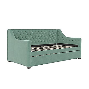 Little Seeds Ambrosia Diamond Tufted Upholstered Design Daybed and Trundle Set, Twin Size Frame, Teal