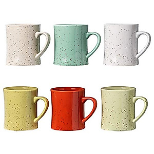 Classic Old Fashioned Style Mugs - Set of 6 - Ceramic, Multicolor Mugs for Coffee, Tea and More - 15oz - Chip-Free Ceramic - Country/Farmhouse Décor