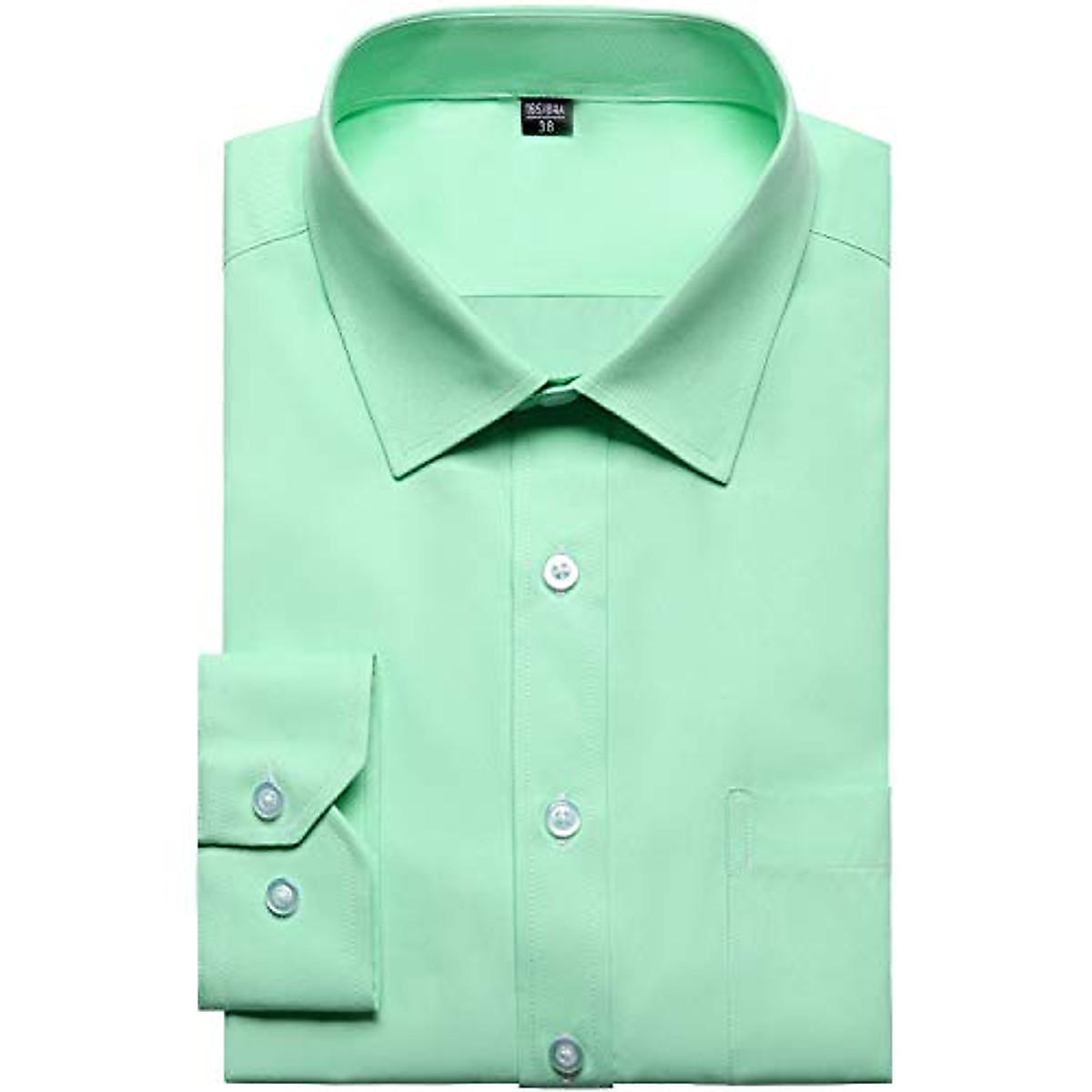 ZEROYAA Men's Long Sleeve Micro Twill Dress Shirt Basic Slim Fit Button Up Business Formal Shirts with Pocket ZYSGCL02 Light Green Large
