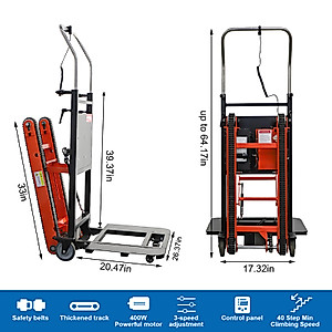 RXFSP Electric Stair Climbing Dolly, 400W Powered Electric Stair Climber Hand Truck Dolly Cart for Moving, 441lb Capacity Heavy Duty Stair Crawler Dolly