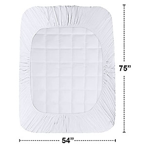 Utopia Bedding Quilted Fitted Premium Mattress Pad Full Size - Pillow Top Mattress Topper - Elastic Fitted Fluffy Mattress Protector - Mattress Cover Stretches up to 16 Inches Deep -Machine Washable