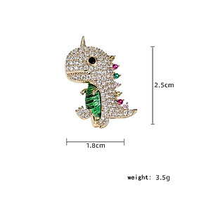 Cute Dinosaur Sparkly CZ Brooches Pins Delicate Luxury Cartoon Animal Brooch Classic for Party Dance Banquet for Women Ladies Girls Dainty Elegant Beautiful Lapel Pins Scarf Clips Collar Neck Tie Dress Suit Shirt Ceremony Clothes Accessories Jewelry Mothe