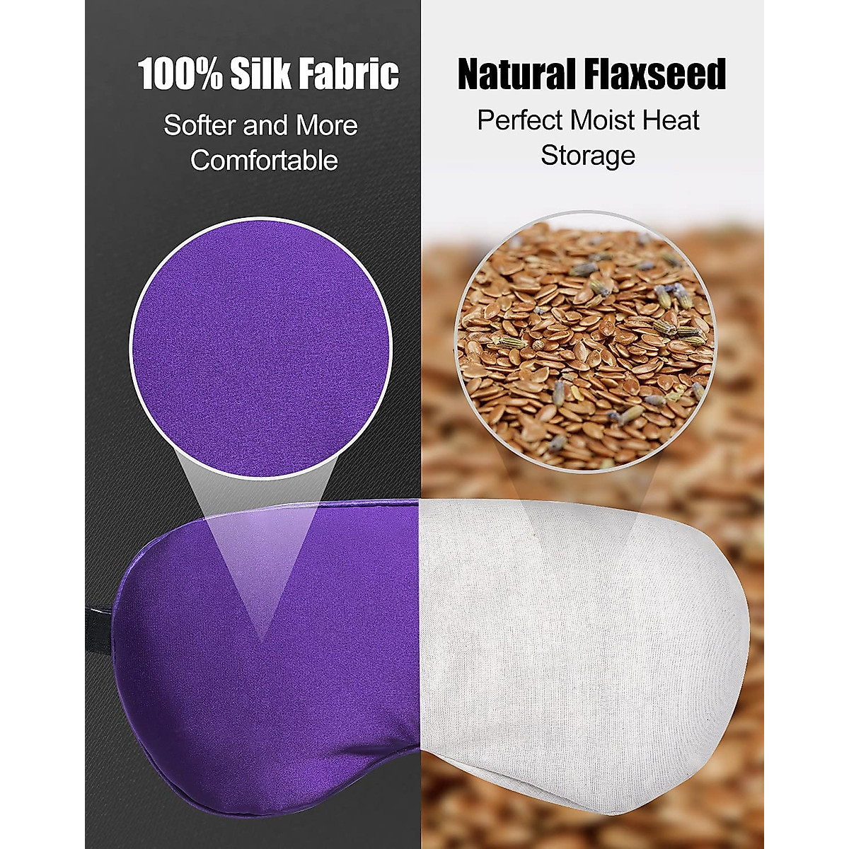 YFONG Lavender Eye Mask, Warm Eye Compress Mask for Dry Eyes, Weighted Eye Masks with Adjustable Strap, Reusable & Comfortable Eye Cover for Puffy Eyes Migraine Sinus Pain-Violet