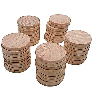 1.5 Inch Natural Wood Slices Unfinished Round Wood Coins for DIY Arts & Crafts Projects, 50 per Pack.