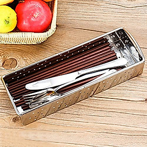 DOITOOL Stainless Steel Utensil Holder Kitchen Tool Organizer Cutlery Tray Kitchen Silverware Holder Utensil Flatware Organizer S