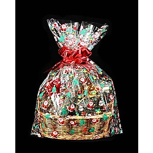 shareluck 100ft x 31.5’’ Christmas Cellophane Wrap Roll - Xmas Cellophane Wrap for Christmas to Wrap Gift Basket, Treat, Wine, Party Decoration. (31.5 Fold into 16”)
