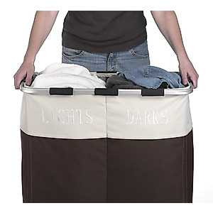 Whitmor Easycare Double Laundry Hamper - Lights and Darks Separator - Espresso