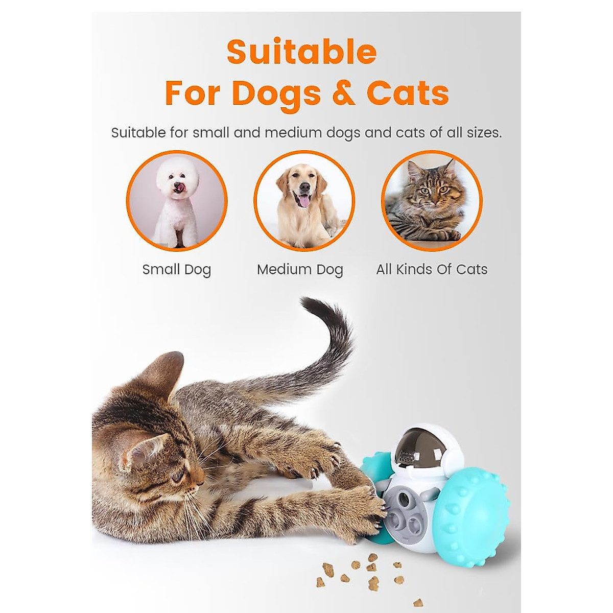 Pet Treat Interactive Food Dispenser Toy, Automatic pet Feeder Multifunctional Toy for Small and Large Dogs, and Cats, Improves IQ and facilitates Digestion