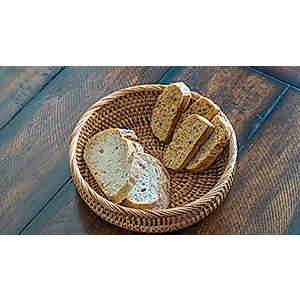 WhimMarket Handwoven All Natural Rattan Baskets, Made by Vietnamese Artisans (Circle Basket 7.5" Diameter 2" Height)