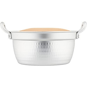 Hokuriku Aluminum Stepped Pot with Wooden Lid, Mansaden, 7.3 inches (18.5 cm), For Gas Fire, Made in Japan