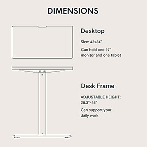 SANODESK Standing Desk Adjustable Height, 43x24 Inch Stand up Desk for Home Office Computer Desk with Memory Preset(43x24 Whole Board,Black)