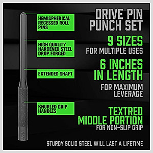 SWANLAKE 9-Pieces Roll Pin Punch Set, Removing Repair Tool with Holder for Automotive, Watch Repair,Jewelry and Craft