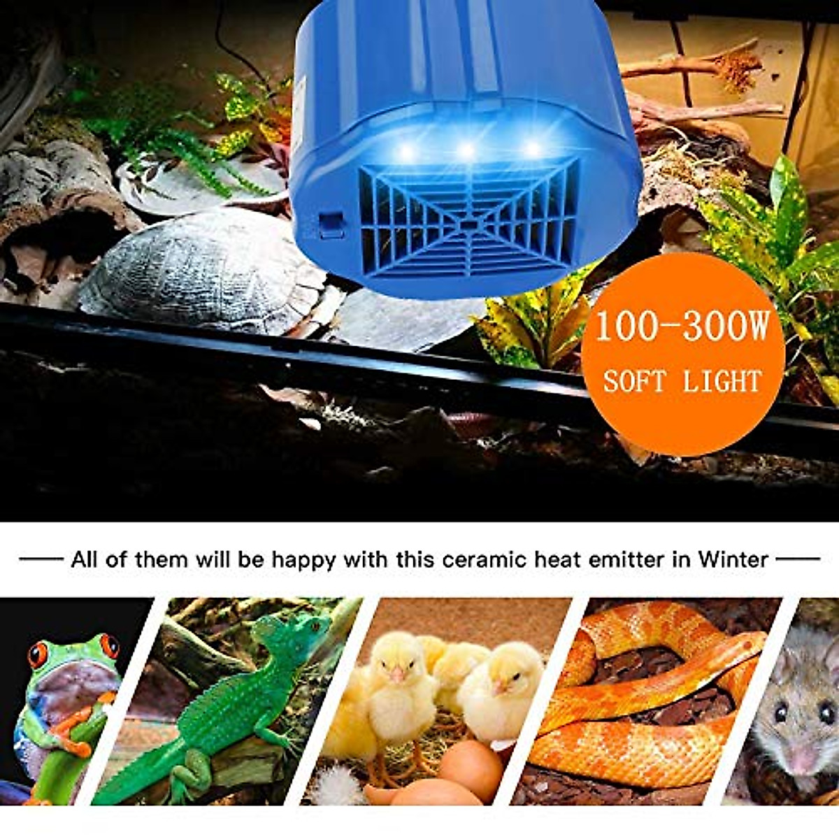 Yencoly Safe Chicken Coop Pet Heater , 100-300W Cultivation Heating Lamp for Pet Chicken Livestock Heat Lamp Tool Livestock Heat Lamp Tool for Pet Chicken Pig Poultry Keep Warming Promote Pet