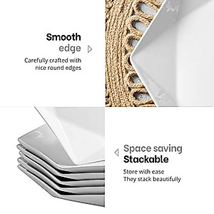 MITBAK 10.5" Bone China Dinner Plates | Set of 6 Elegant Diamond Shaped Natural White Dinnerware Set For Dinner, Holidays, Restaurant, Salad, Dessert | White Dishes Make An Excellent Gift Idea