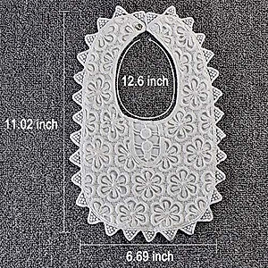 MeruniSkyBirds 2 Pack Baby Drool Bibs,Drooling and Teething Bibs Lace Fake Collar Bib Set for Toddler Girls Baby Gift (White+Beige)