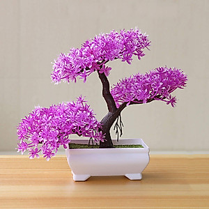 HASEAN Artificial Plants Bonsai Welcoming Pine Tree Pot Desk Display Simulation Fake Tree Fake Potted Ornament Home Hotel Garden Decoration