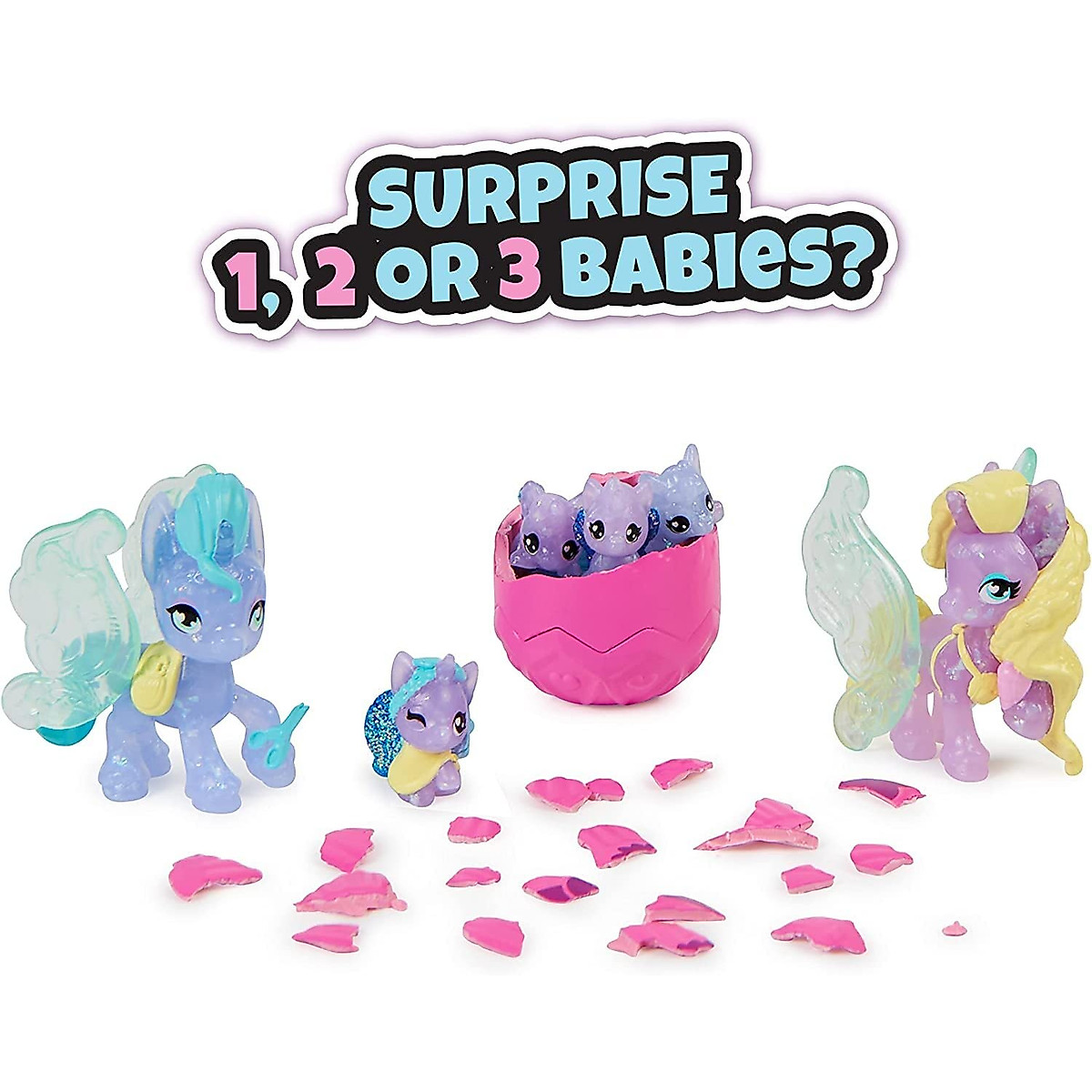 Hatchimals CollEGGtibles, Rainbow-Cation Family Hatchy Home Playset with 3 Characters & up to 3 Surprise Babies (Style May Vary), Kids Toys for Girls