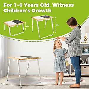 SAUCE ZHAN Sensory Table for Toddlers, Kids Table with 3 Bins Writable Lids, Adjustable Height Play Table, Preschool Table for Outdoor Indoor Use, Sand and Water Table Children's Desk Dining Table