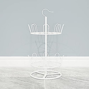 OLDRAINBOW Revolving Shoe Rack Iron Shoe Tree Rack,Standing Circular Shoe Rack Rotating Shoe Rack,Spinning Round Shoe Organizer Rack (White, 2-Layer)