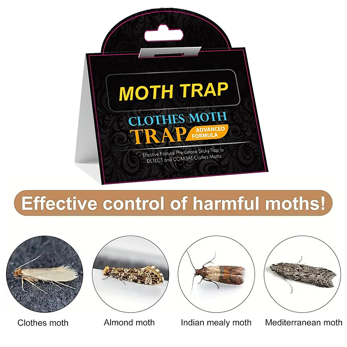 Pantry Moth Glue Traps (8 Packs) Pantry Moth Killer for House Pantry | Non-Toxic and Odorless for Food and Cupboard Moth | Super Strong Glue for Moth Catcher | Black
