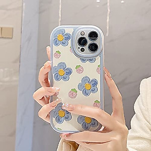 PNATEE Case Compatible for iPhone 13 Mini, Cute Flower Soft TPU Protective Bumper Cover Women Girls, Blue Floral Pattern Phone Case for iPhone 13 Mini (5.4 inch)