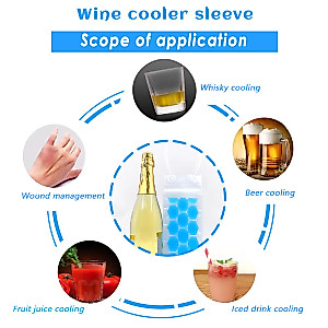 Wine Cooler Sleeve with Protector Instant Cooling and Keeps Your Drink Cold Keep Cool and Chill Champagne Wine-Blue (2 Packs)