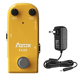AZOR Pedal Power Adapter with Vintage Fuzz Guitar Effect Pedal with True Bypass