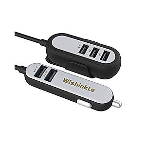 Wishinkle 5 USB Car Charger, 54W Multi Ports Car Charger Adapter, 5ft USB Splitter Vehicle Charger for Samsung Galaxy Note9/S9/S9+ and More