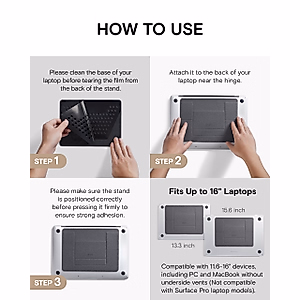MOFT Invisible Slim Laptop Stand, Adhesive and Reusable, Adjustable Perfect Viewing Angles, Compatible with Laptops Up to 15.6", (Starry Grey)